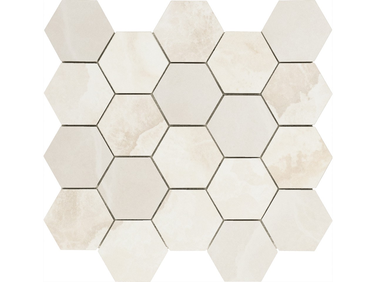 Mosaïque hexagonale Onyx White 29x27 grès cérame effet marbre onyx ...