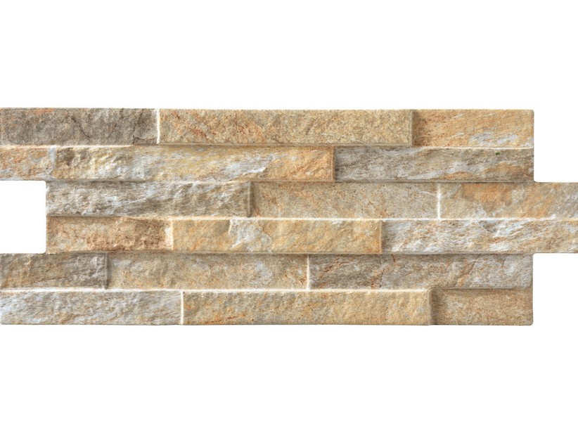 Carrelage Outback Oro 16x39 grès cérame effet parement quarzite beige ...