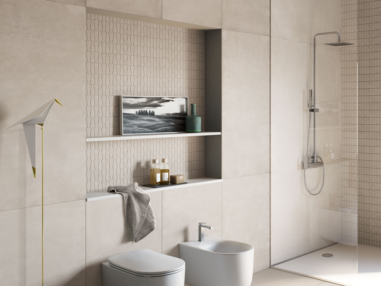 Mosaico Metropolitan Sand 29,6x29,6 Gres Effetto Cemento Avorio ...