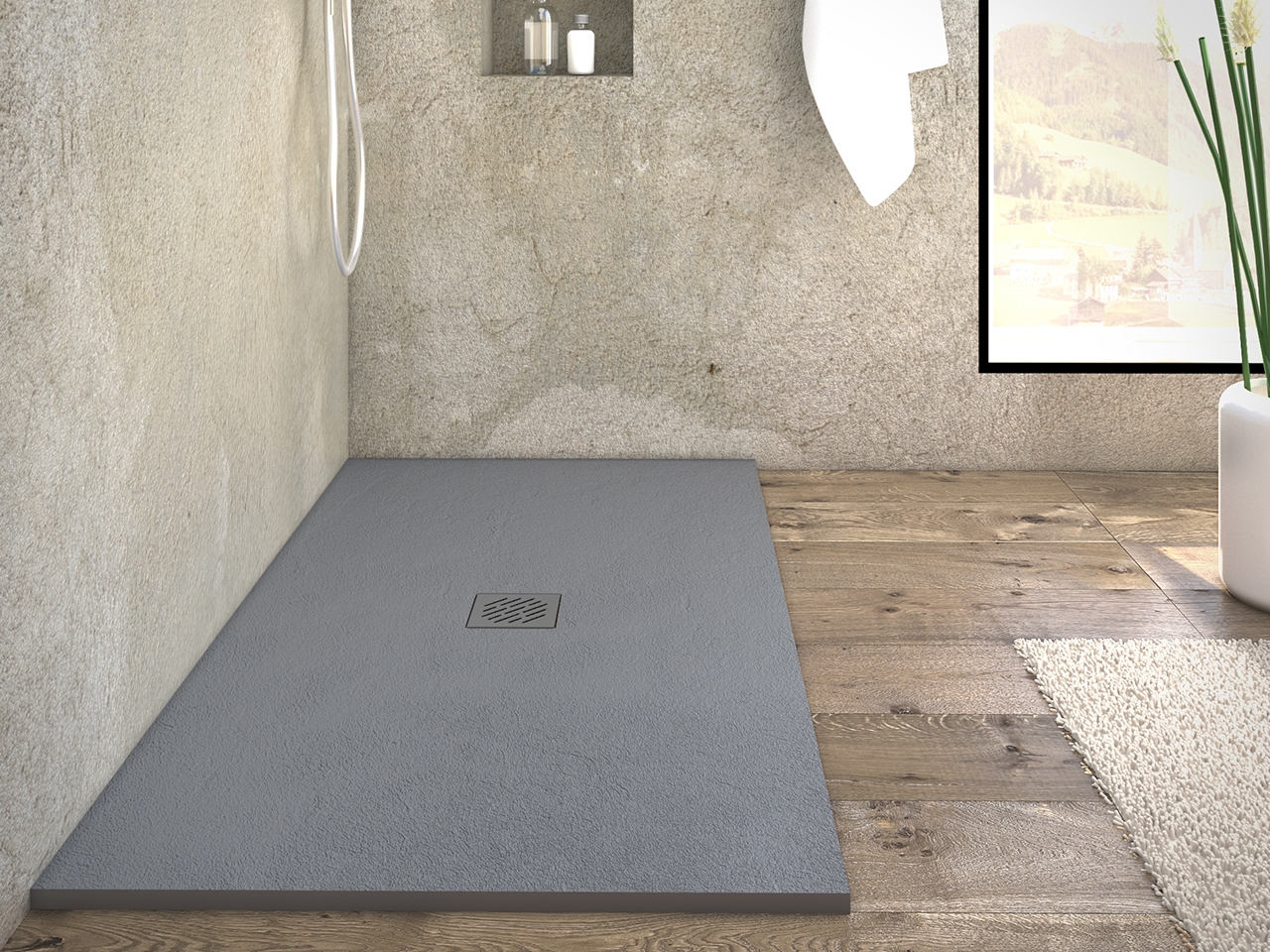 Duschwanne Cosmos 80x160 Gussmarmor Anthrazit - Iperceramica