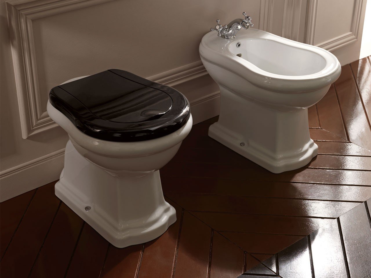 WC à poser Retro 59x38,5 cm non adossé au mur sortie verticale blanc ...