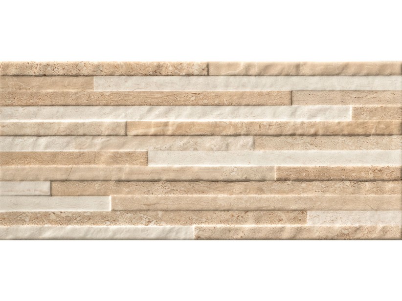 Carrelage mural Rieti Decor Beige 20x45 effet travertin beige 3D ...