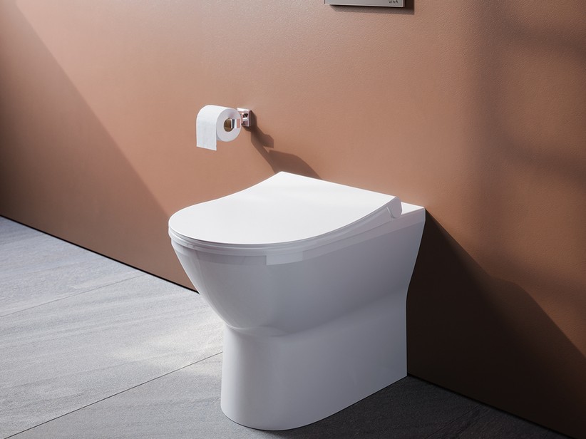 WC à poser Integra Round rimless adossé au mur 54 cm blanc - Iperceramica
