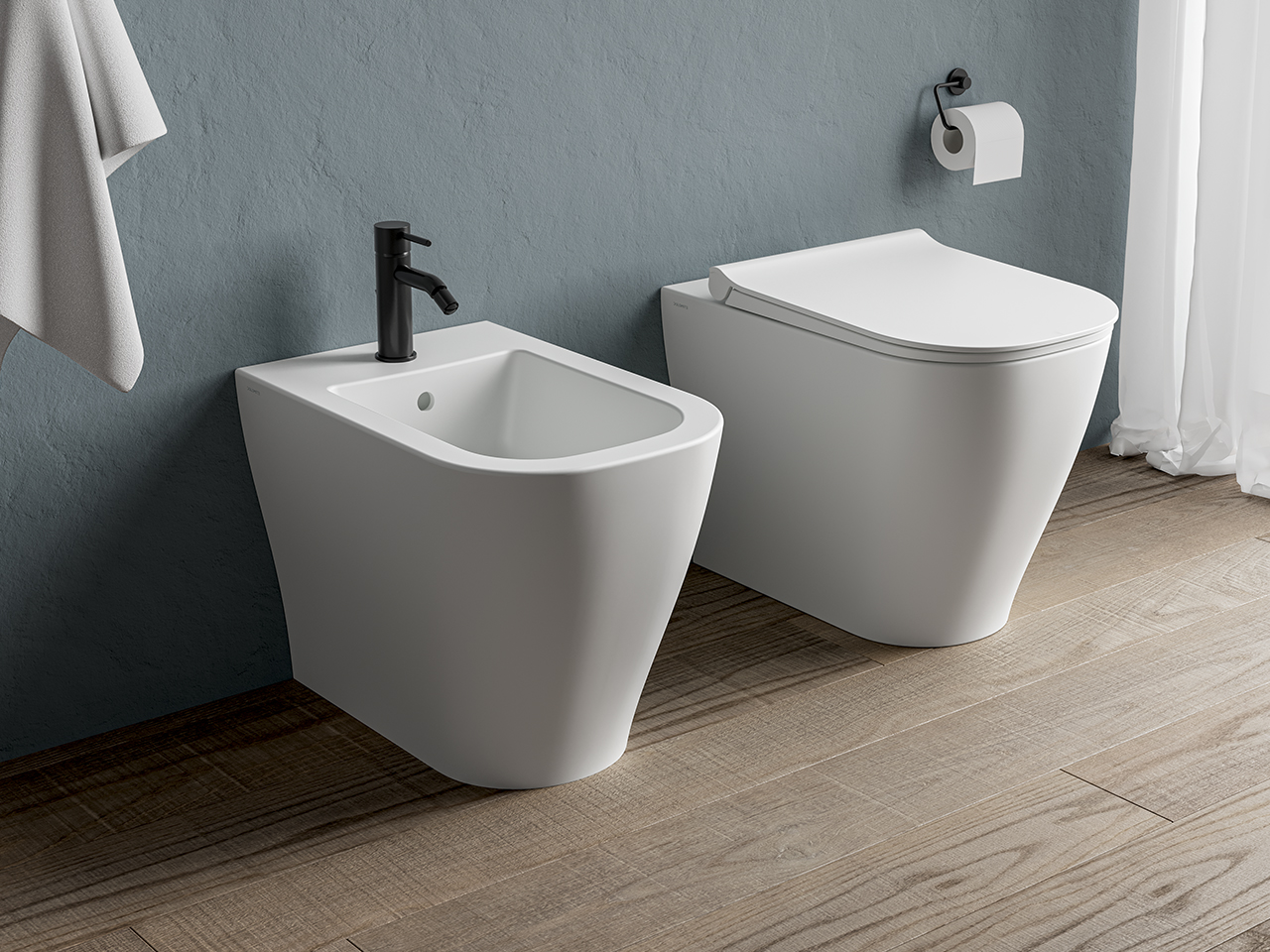 Wc Con Cassetta Integrata VITRA ZENTRUM SET BIANCO LUCIDO VASO E BIDET ...