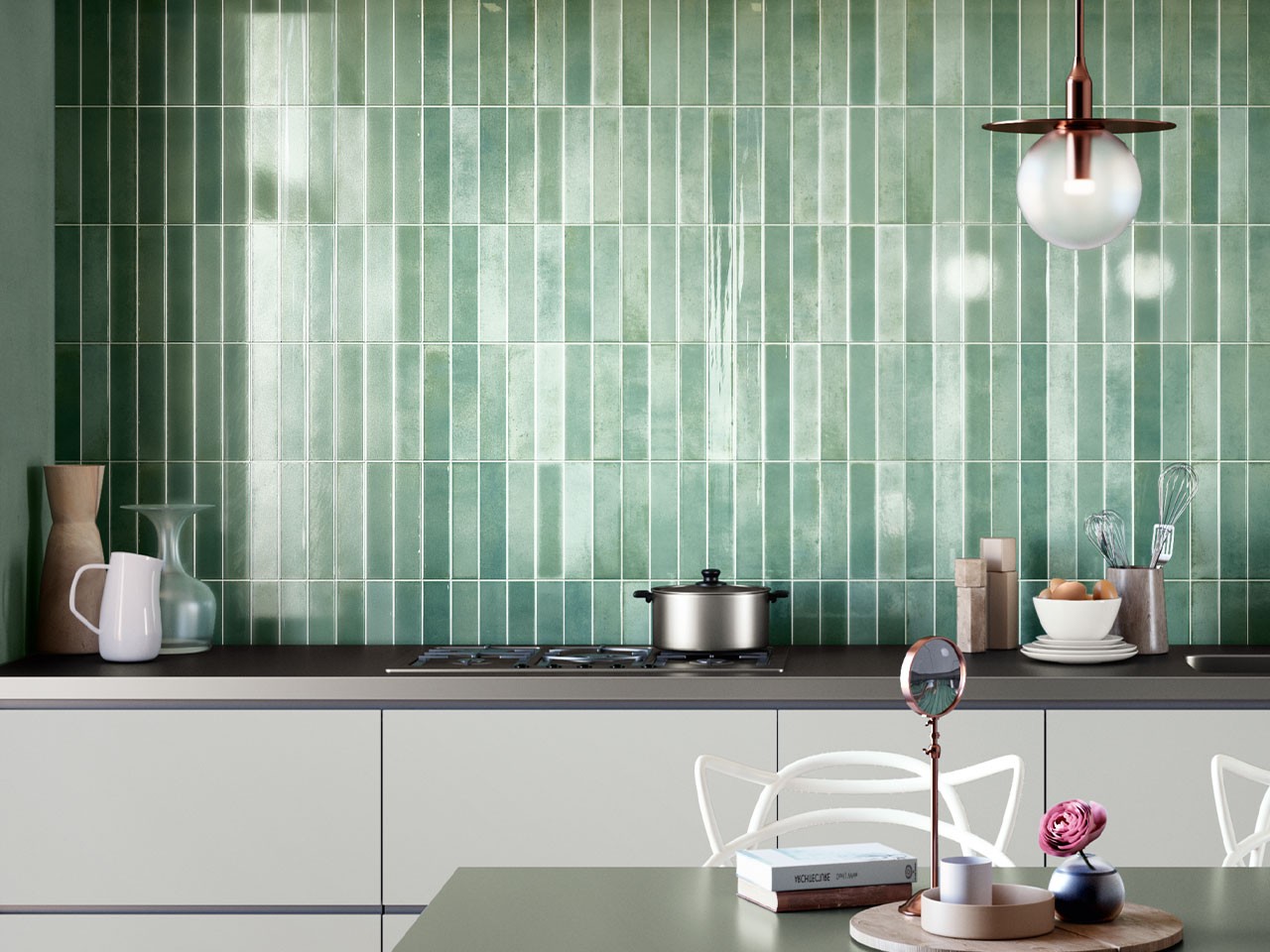 Carrelage Shine Block Emerald 25x60 effet brique vert - Iperceramica