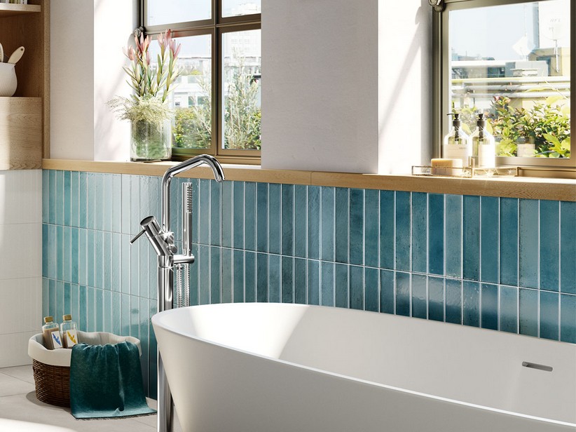 Carrelage Shine Block Turquoise 25x60 effet brique bleu - Iperceramica