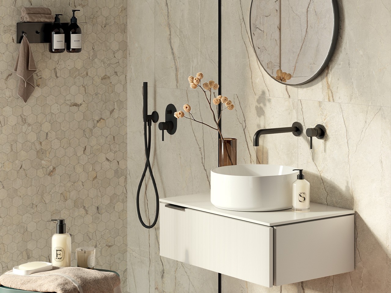 Storm Cream Tile 60x120 Stone Effect Beige Stoneware - Iperceramica-mt