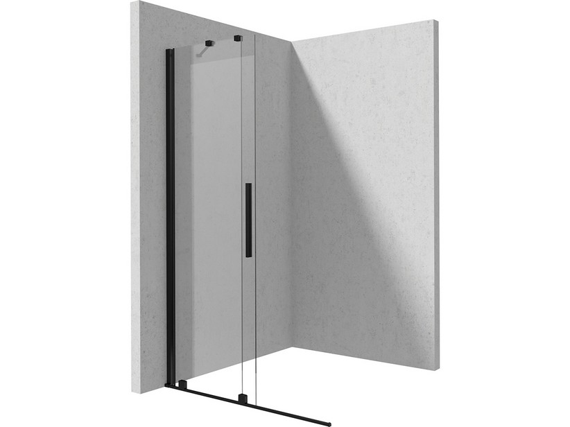 Prizma Walk-In Sliding Door cm 100 H195 Ext 98-100 6 mm Transp. Glass Matt Black Profiles ...