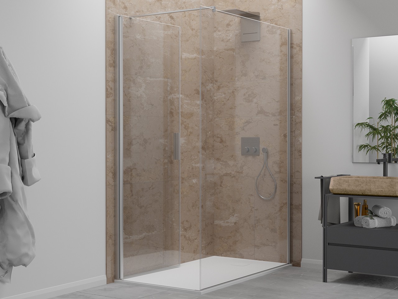 Box Doccia Plano 90X100 cm H200 Est 87/89 - 96/98 Porta SX Lato Fisso ...