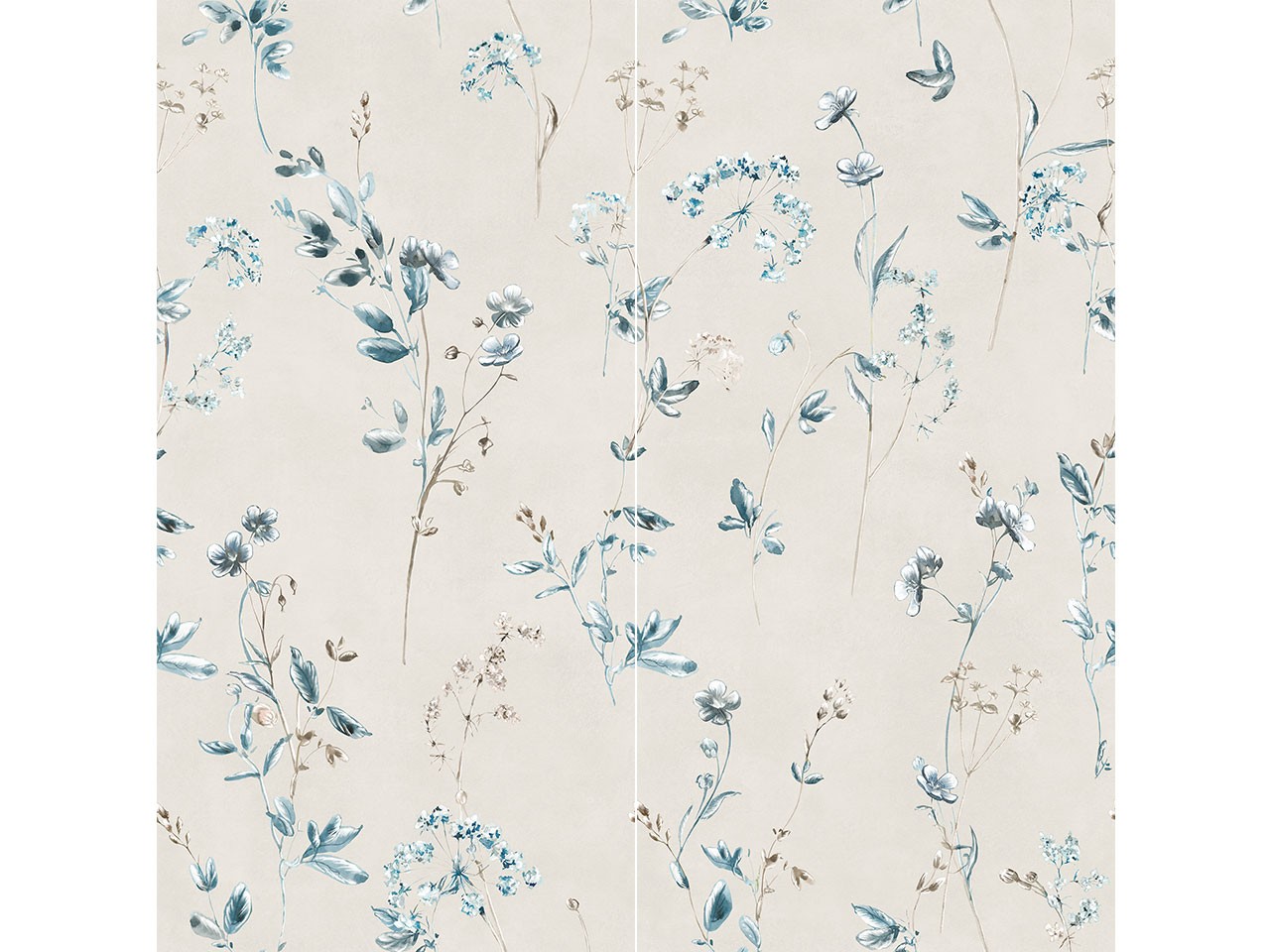 Wallart Jasmine Blue Composition 100X100 - Iperceramica-mt