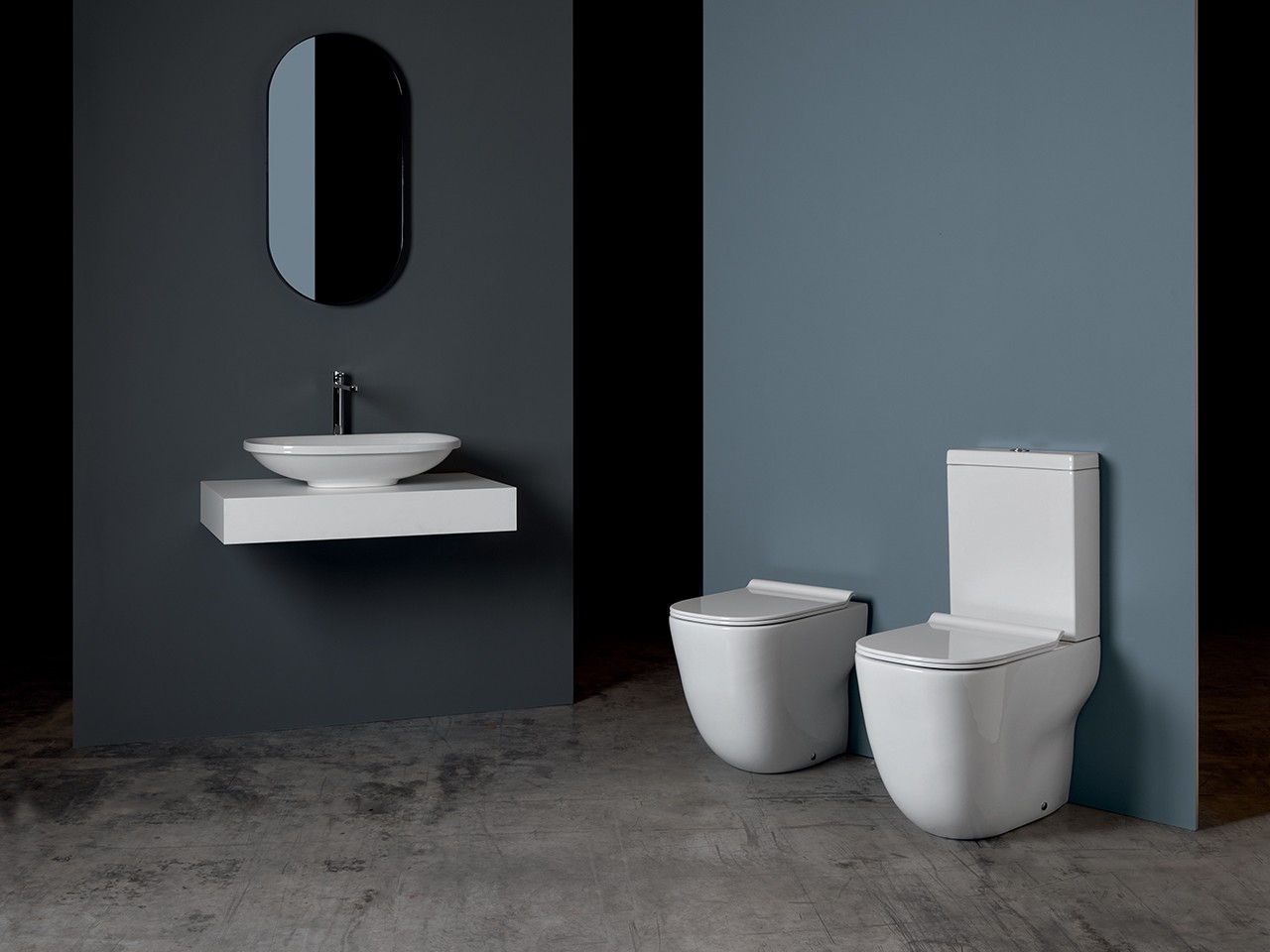 Monoblock-WC Wild Rimless Weiß glänzend - Iperceramica