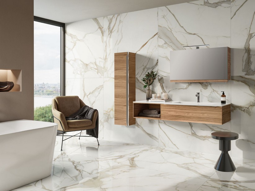 Piastrella Xlab Calacatta 120X120 Gres Lappato Effetto Marmo Bianco ...