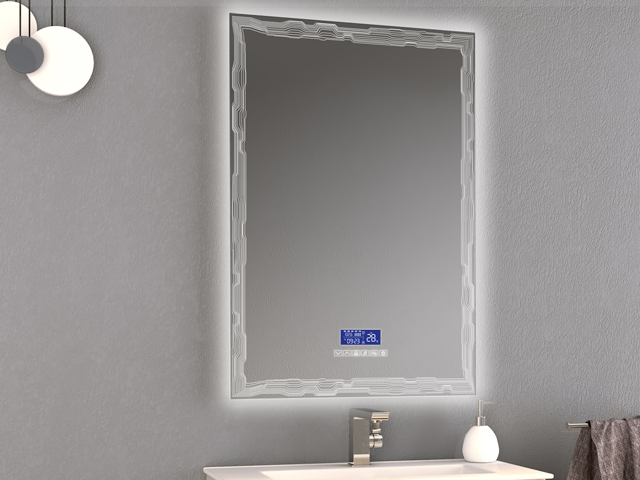 Specchio Bagno con Luce Led Bh Multimedia 75X90 con Cornice - Iperceramica