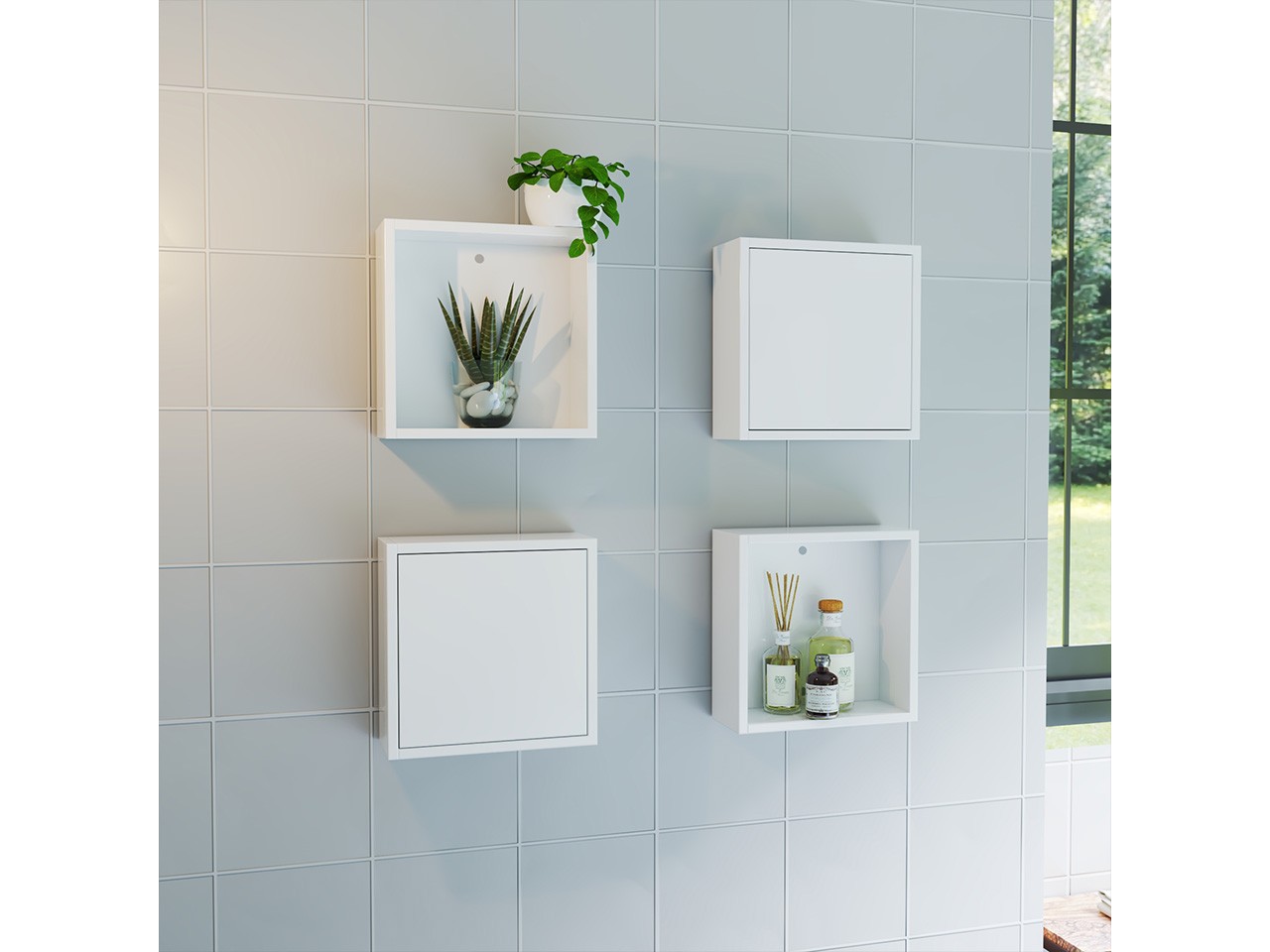 Étagère cube avec 1 porte Gardenia finition blanc - Iperceramica