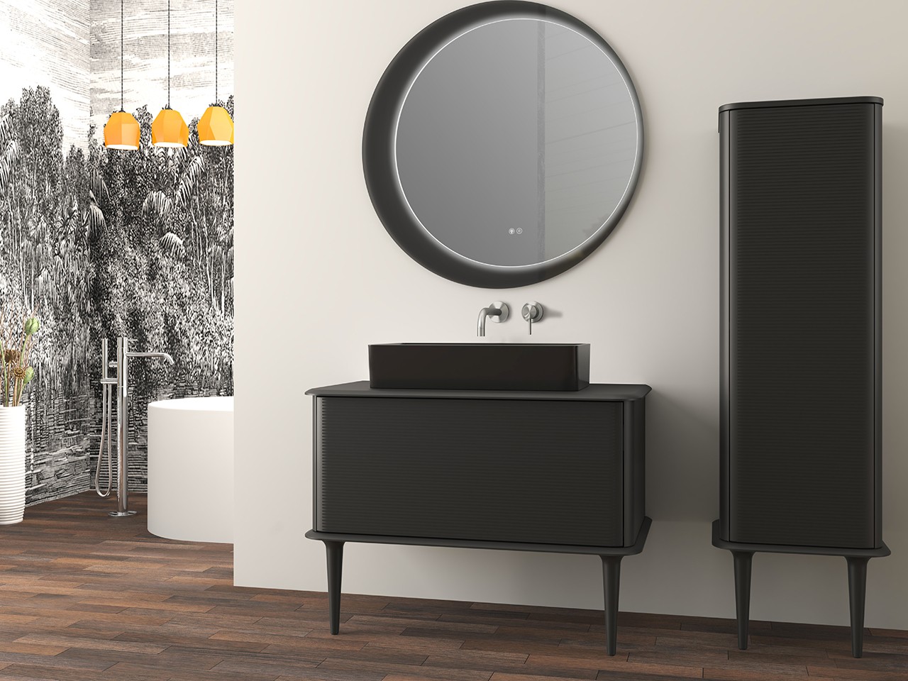 Base Lavabo Atlas 98 1 Cassetto Nero Opaco - Iperceramica