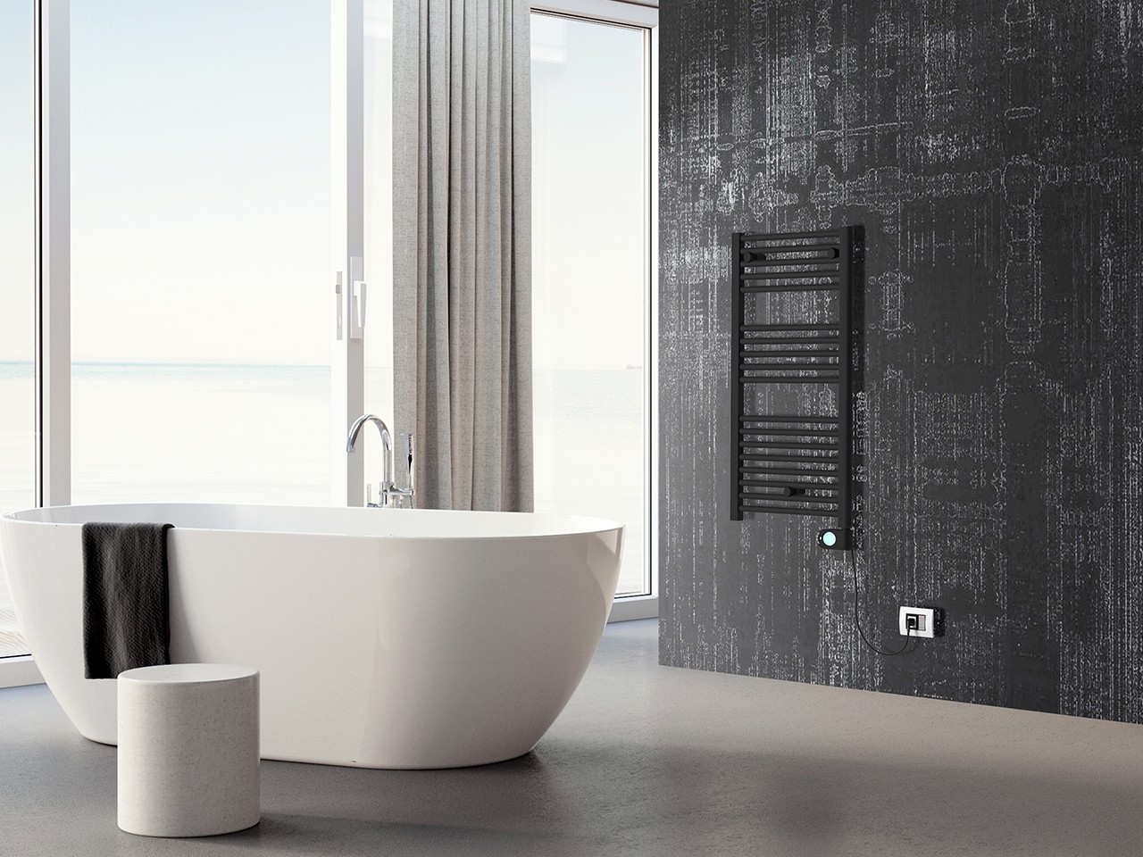 Radiateur design sèche-serviettes Evo Edelweiss 48xH92 cm noir mat ...