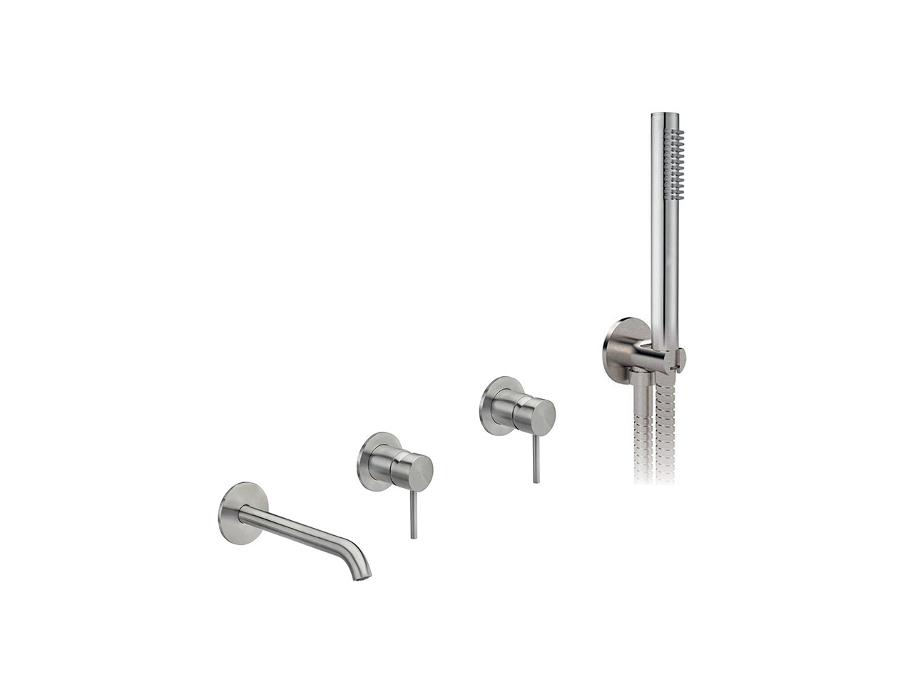 Built-in Inox 316 Double Bath Mixer in Brushed Steel - Iperceramica