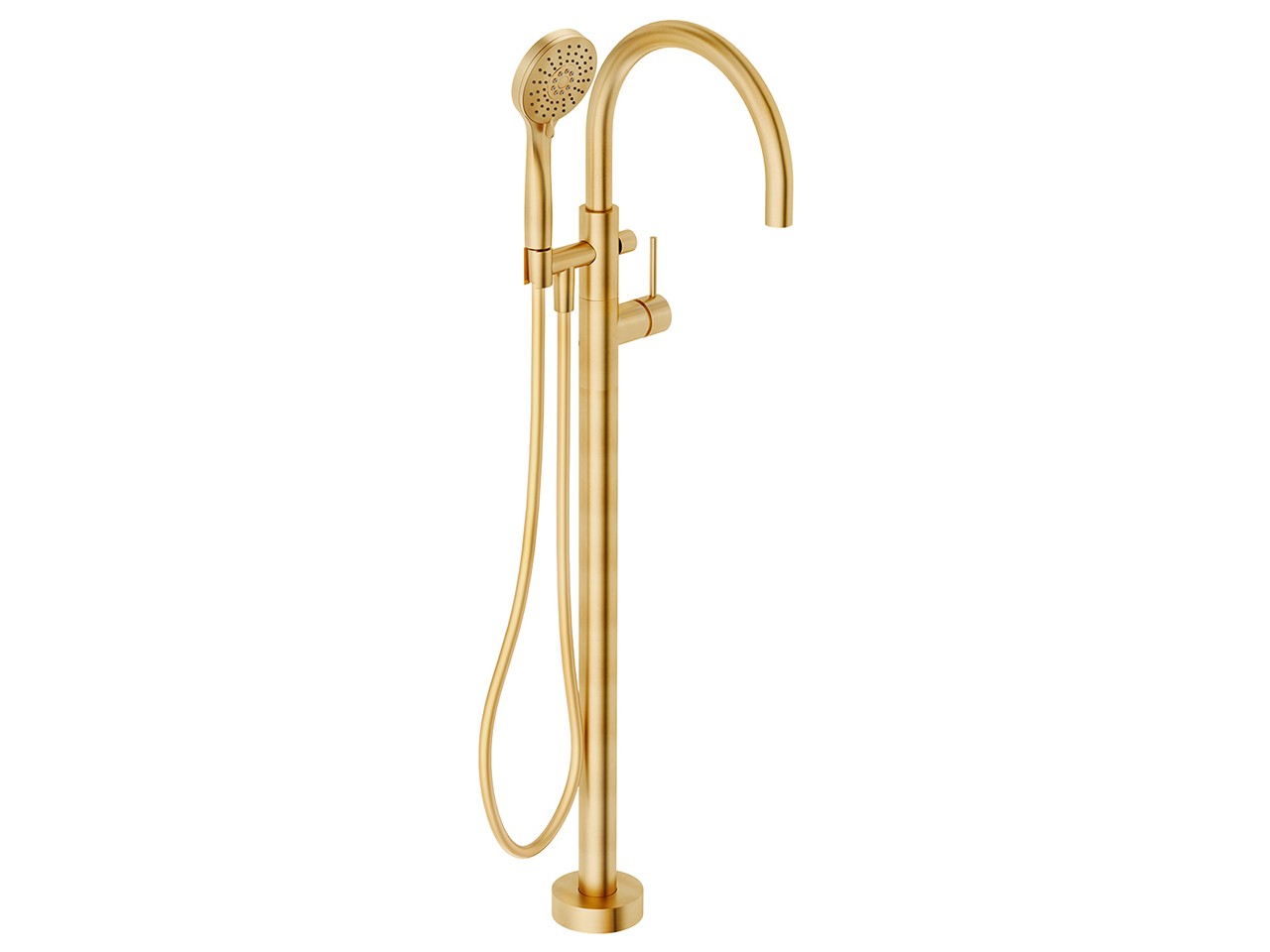 Bora Single Lever Freestanding Bath Mixer with Brushed Gold Hand Shower ...