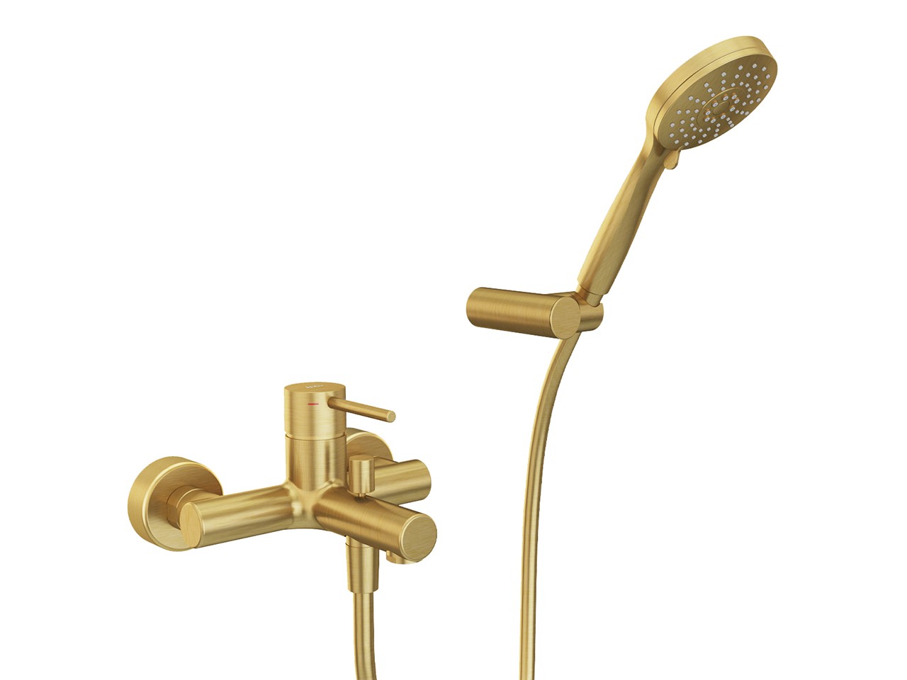 Bora Single Lever Bathtub Group with Brushed Gold Hand Shower Support ...