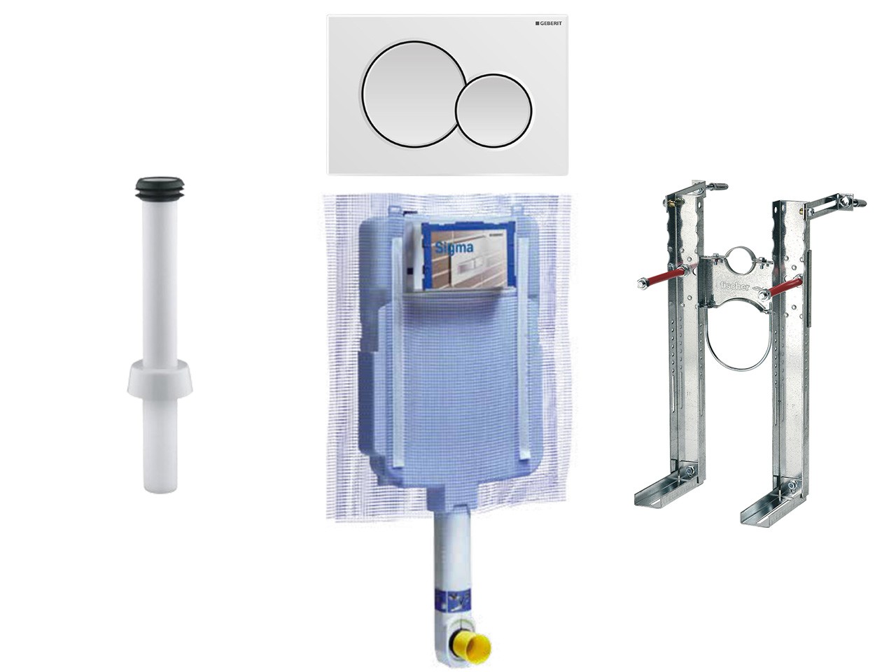 GEBERIT® SIGMA8 Built-In Cistern with White Dual Flush Plate for Wall ...