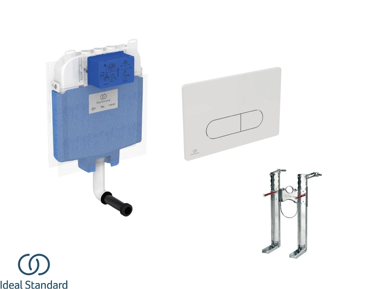 IDEAL STANDARD® Cassetta Incasso sp. 8 cm con Placca 2 Pulsanti OLEAS ...