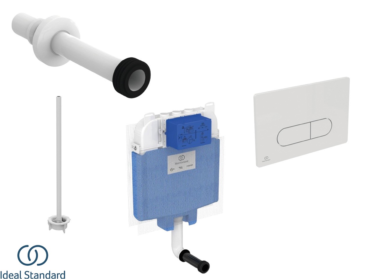 IDEAL STANDARD® Réservoir à encastrer ép. 8 cm avec plaque de commande 2 boutons OLEAS blanc ...