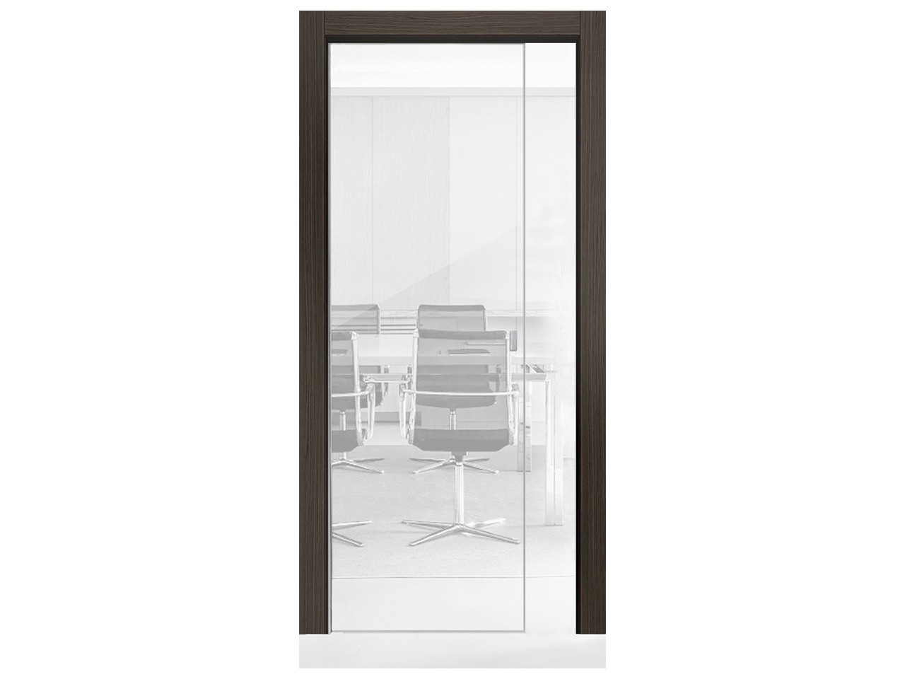 INTERIOR SLIDING DOOR WITH TRANSPARENT GLASS PANEL 60XH210X10 cm DARK ...