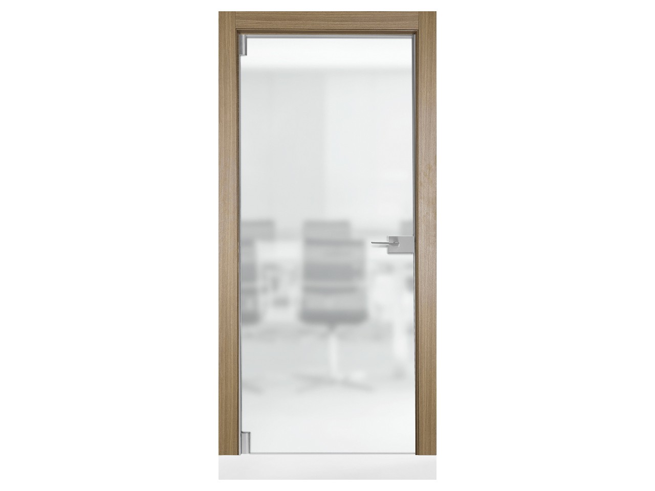 PERFORMANCE HINGED DOOR WITH SATIN GLASS PANEL 60XH210X10 cm LINEN ...