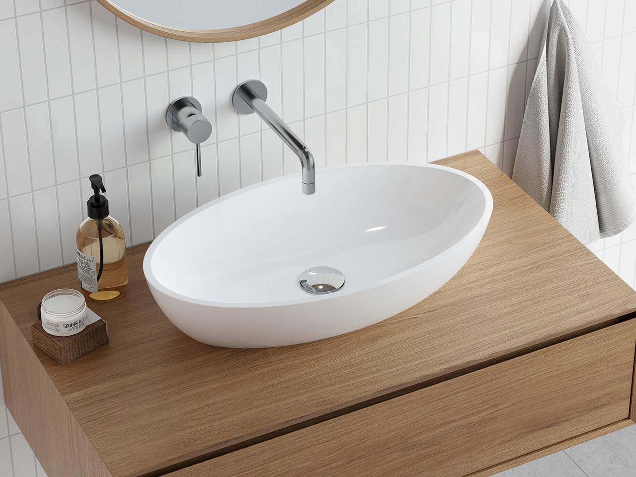 Aufsatzwaschbecken Dresda 60x35 H12,4 cm Harz Weiß Glänzend - Iperceramica