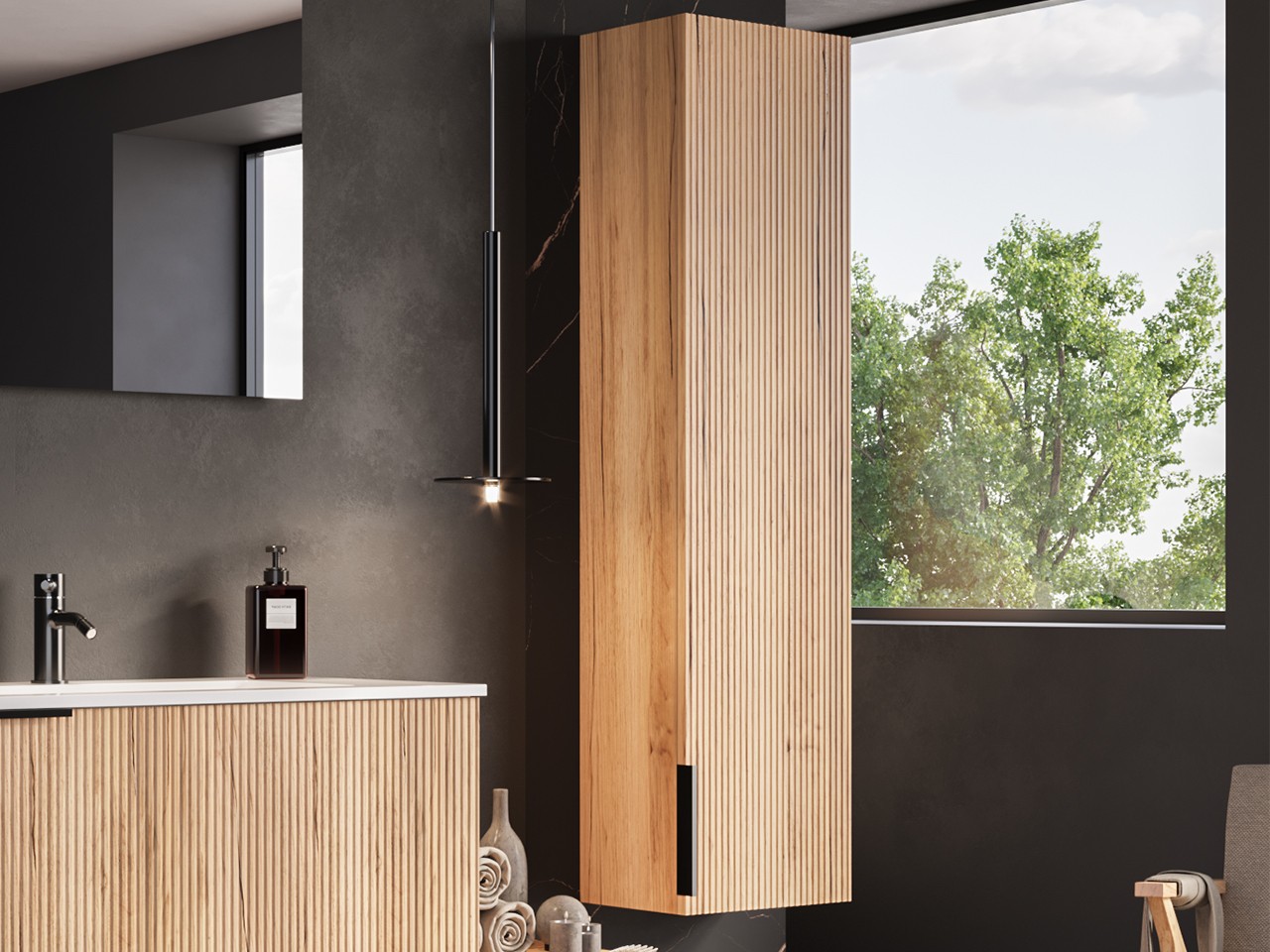 Colonna Sospesa AVIVO Finitura Cannettata Rovere Chiaro - Iperceramica