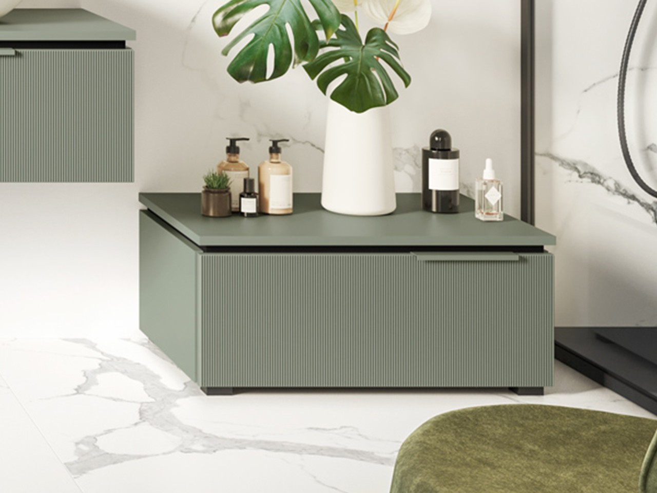 Blues Floor Drawer Unit 90 cm 1 Drawer Matt Sage Green - Iperceramica-mt