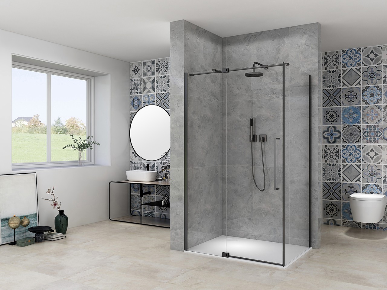 Cabine de douche d’angle Mantra 140x80 H200 cm porte battante verre 8 ...