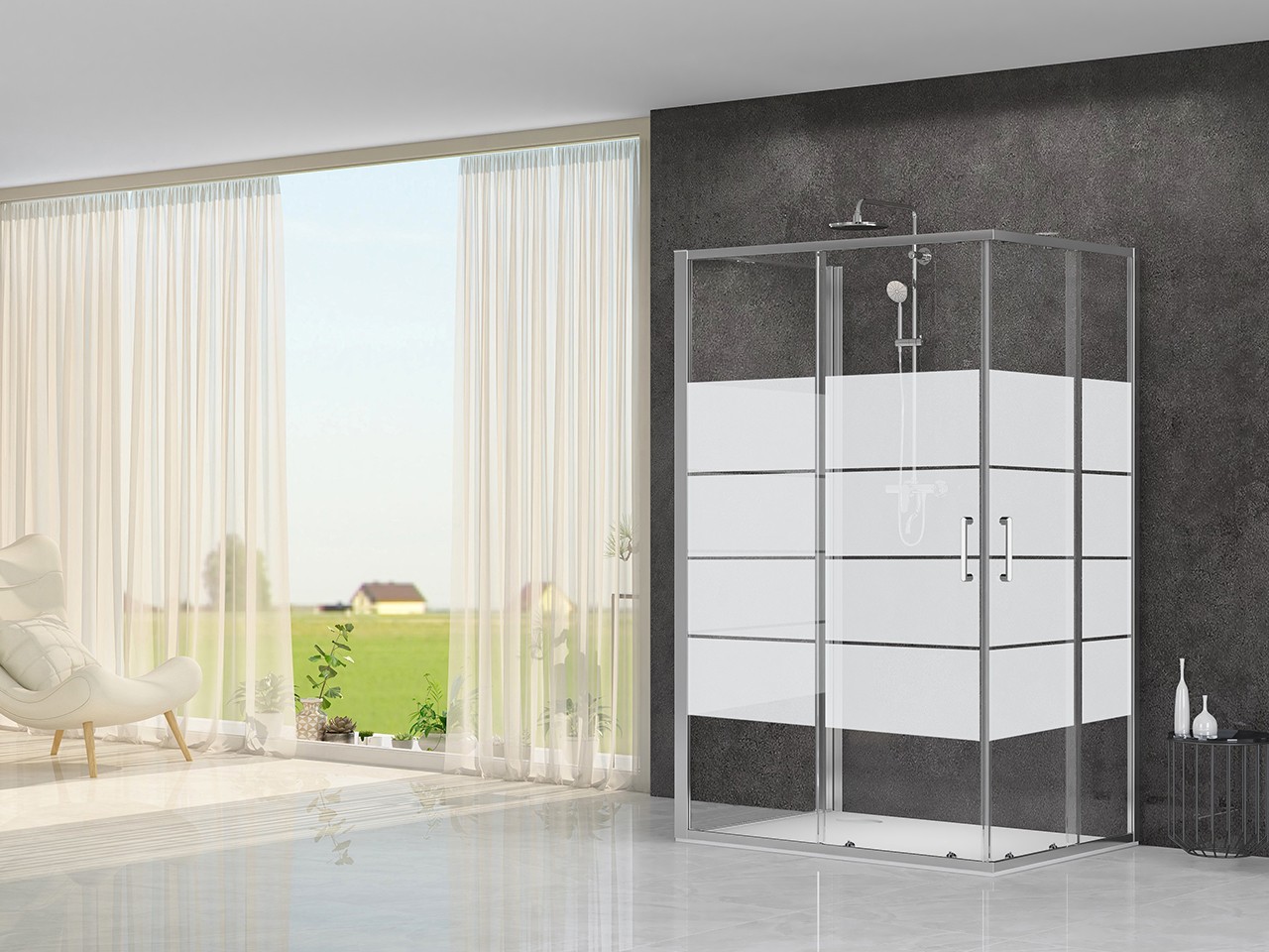 Duschkabine Arek 70x90x70 H190 Erw 68/69,5-89,2/90,7 Schiebetüren ...