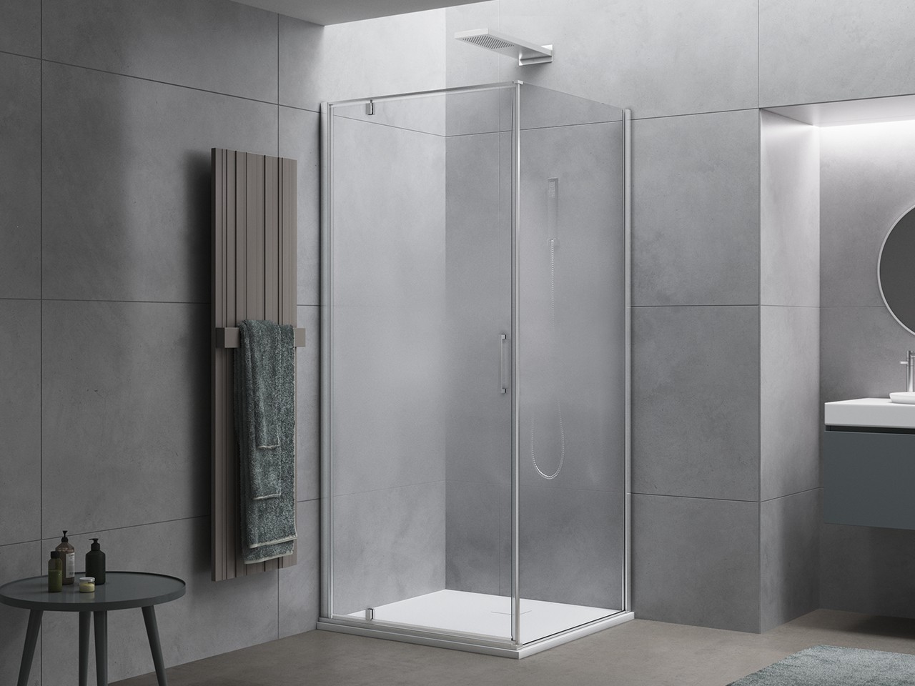 Dado Shower Box 100X80 H200 Left Pivot Door Crystal Blurred Chrome ...