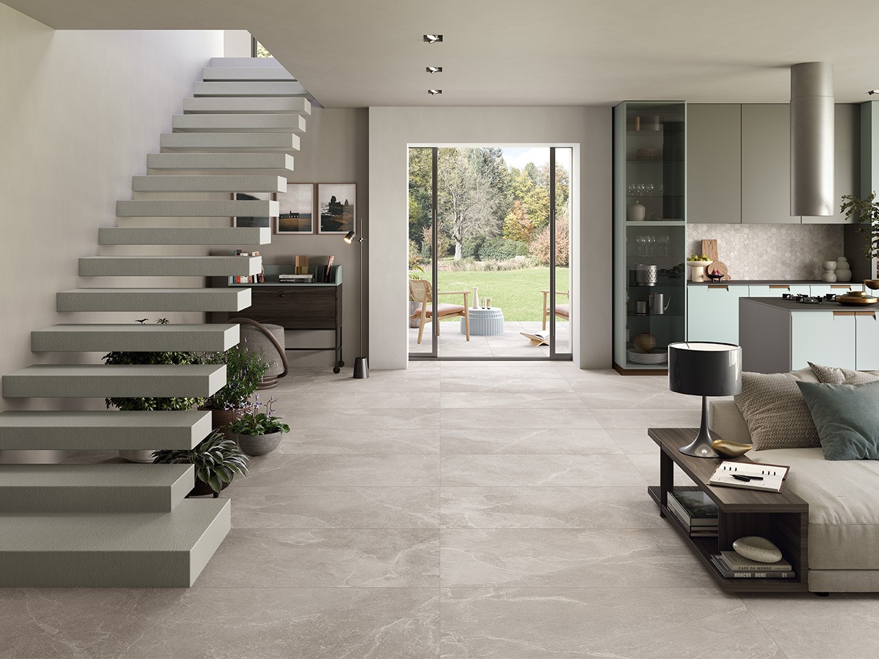 Carrelage Cardiff Grey 60x120 grès cérame effet ardoise grise ...