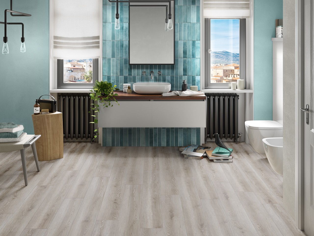 Pavimento PVC Adesivo Chalet Grey Effetto Legno Rovere Grigio ...