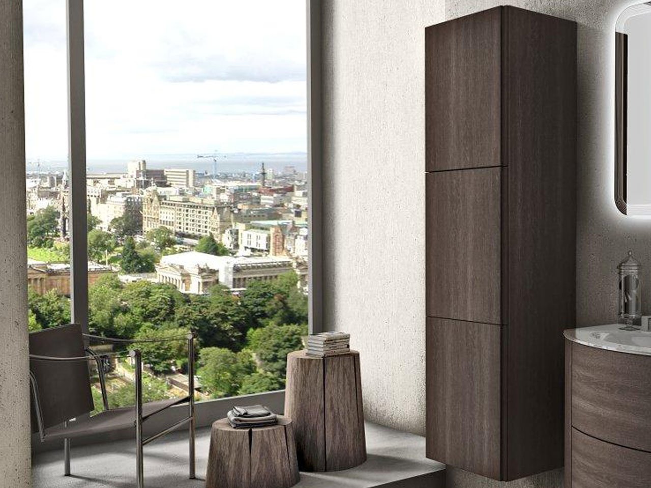 Colonna Bagno Modo 3 Ante 45X170 Rovere Scuro Soft - Iperceramica