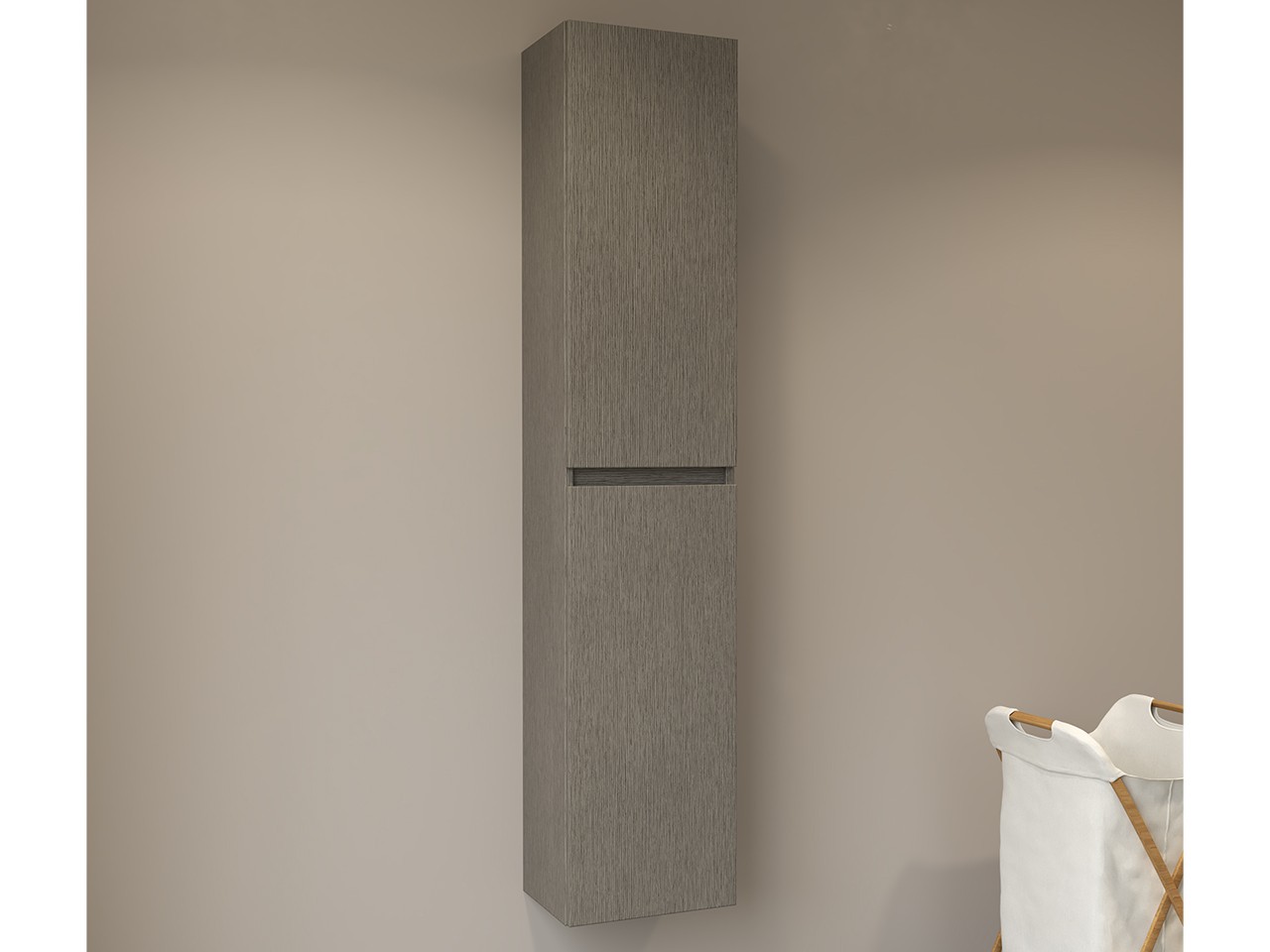 Compact-39 Column Cabinet 2 Doors Reversible Grey Larch - Iperceramica-mt