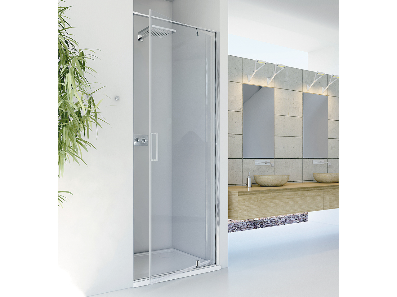 DADO SHOWER DOOR 100 H200 ROTATING HINGED DOORS DX TRANSPARENT CHROME ...