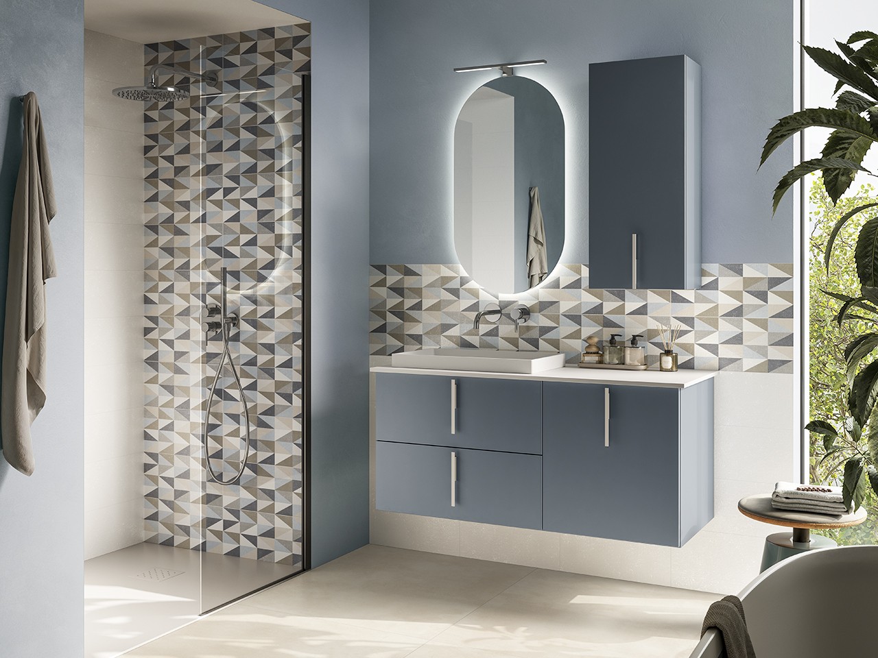 Base Portalavabo DESK 70 cm con 2 Cassetti Blu Avio Opaco - Iperceramica