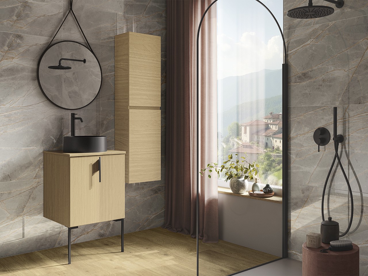 DESK Basin Unit 50 cm 1 Door Oak - Iperceramica-mt