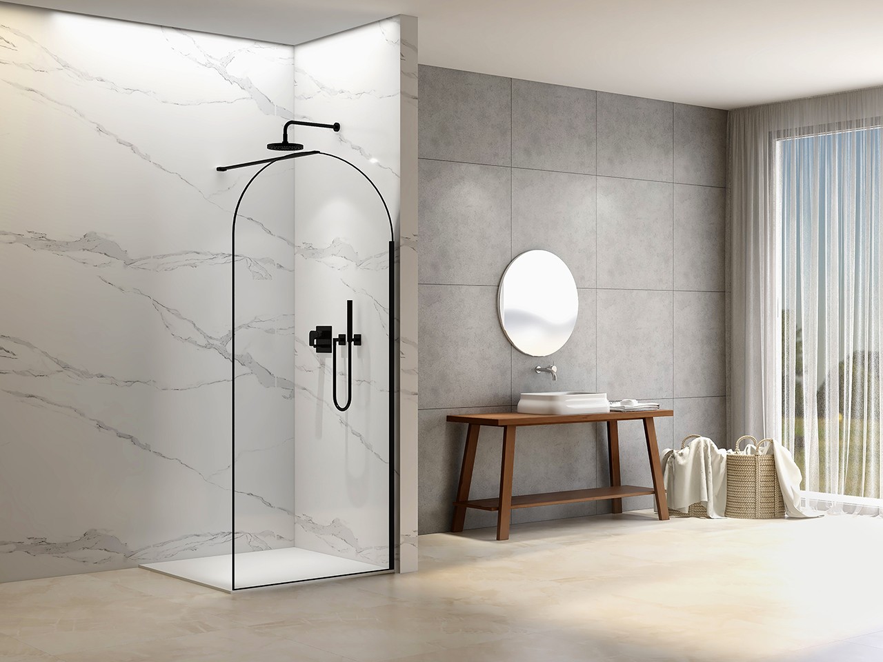 Doccia Walk in Epoque 70 cm H210 Est 68/70 Cristallo 8 mm Effetto ...
