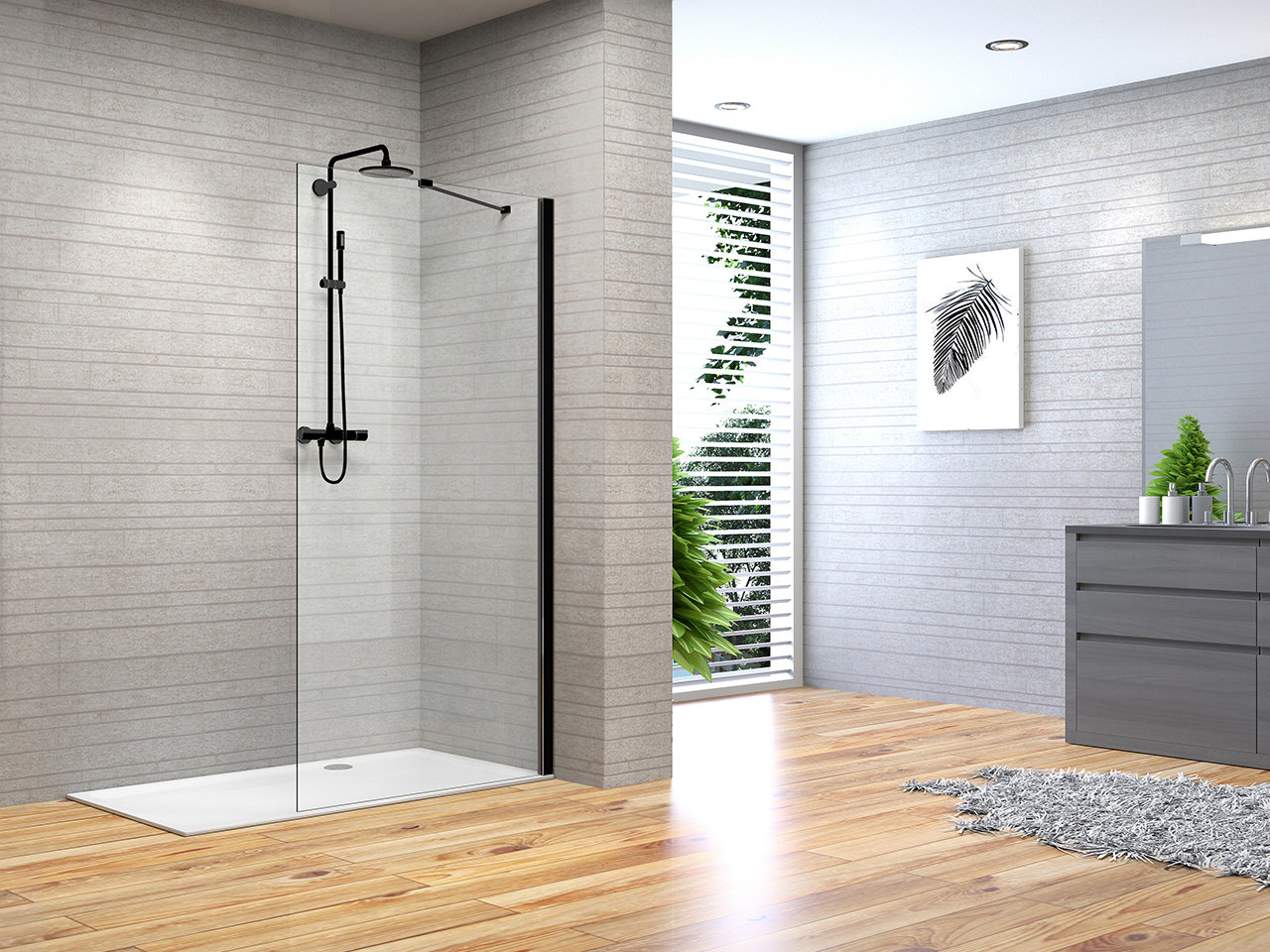 Doccia Walk in Fantasy2 90 cm H190 Est 85,3/87,3 Cristallo 6 mm ...