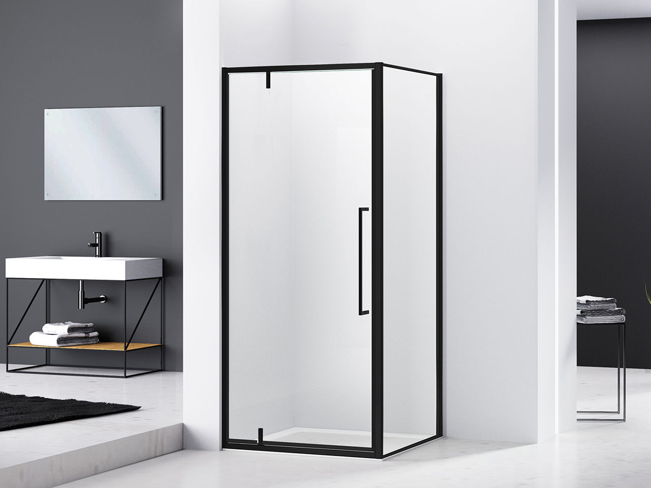 Corner Shower Box Feng Shui cm. 80X80 Reversible Hinged Doors Pivot ...