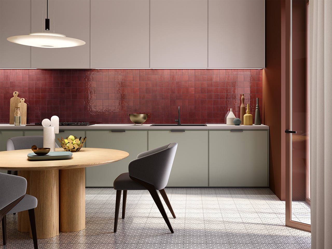 Carrelage mural Fez Bordeaux 10x10 effet zellige rouge brillant ...