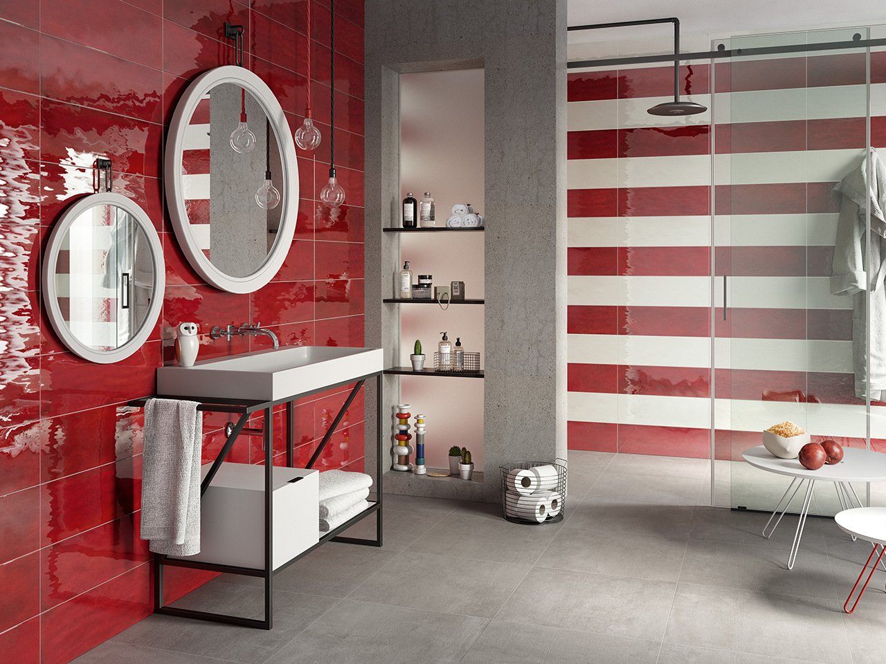 Wandfliese Intinta Rubino 20x60 glänzend Rot - Iperceramica