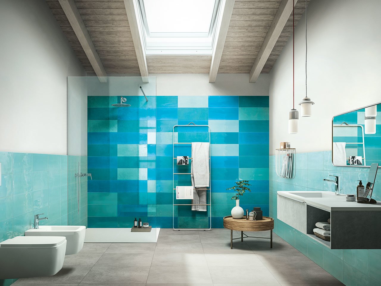 Piastrella Lagoon Blue 20X50 Lucido Azzurro Turchese - Iperceramica