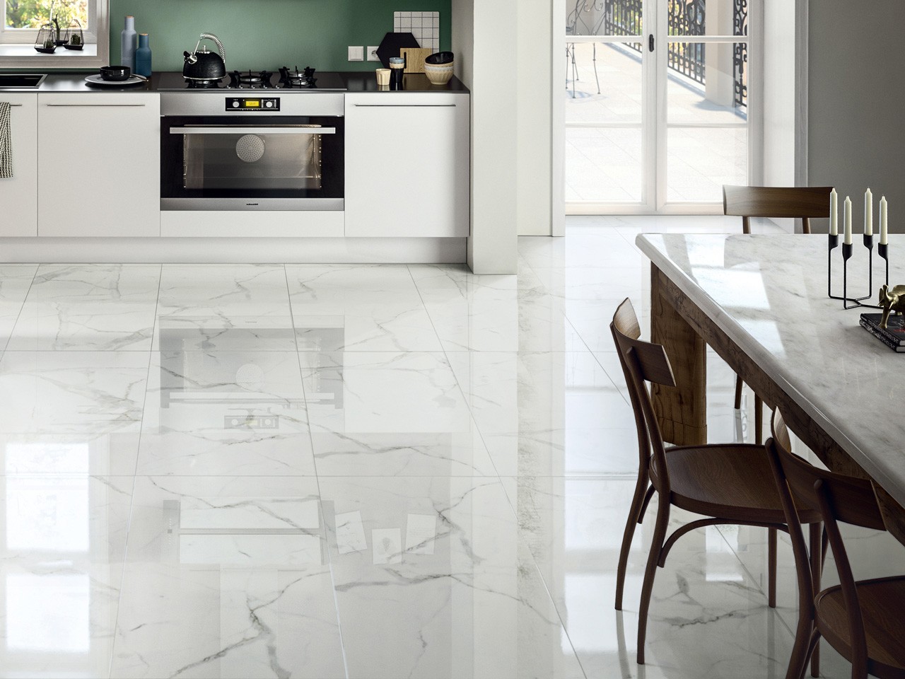Carrelage Luxor White 60x120 grès cérame effet marbre blanc poli ...
