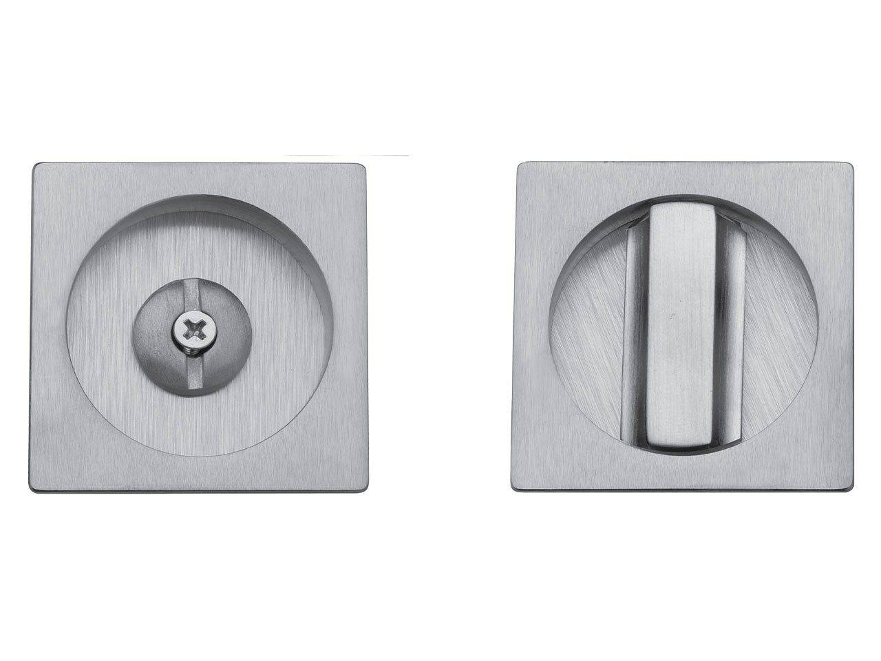Slide Square Door Handle Satin Chrome with Finger Pull - Iperceramica