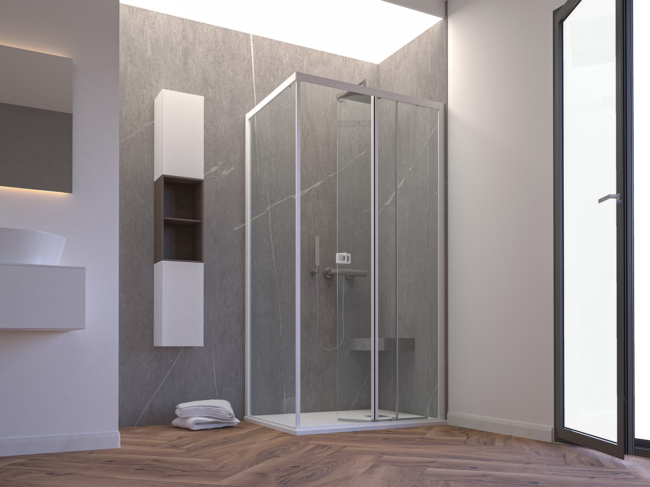 Sliding Shower Door Mirò H200 130x80cm Right Opening 6 mm Clear Glass ...